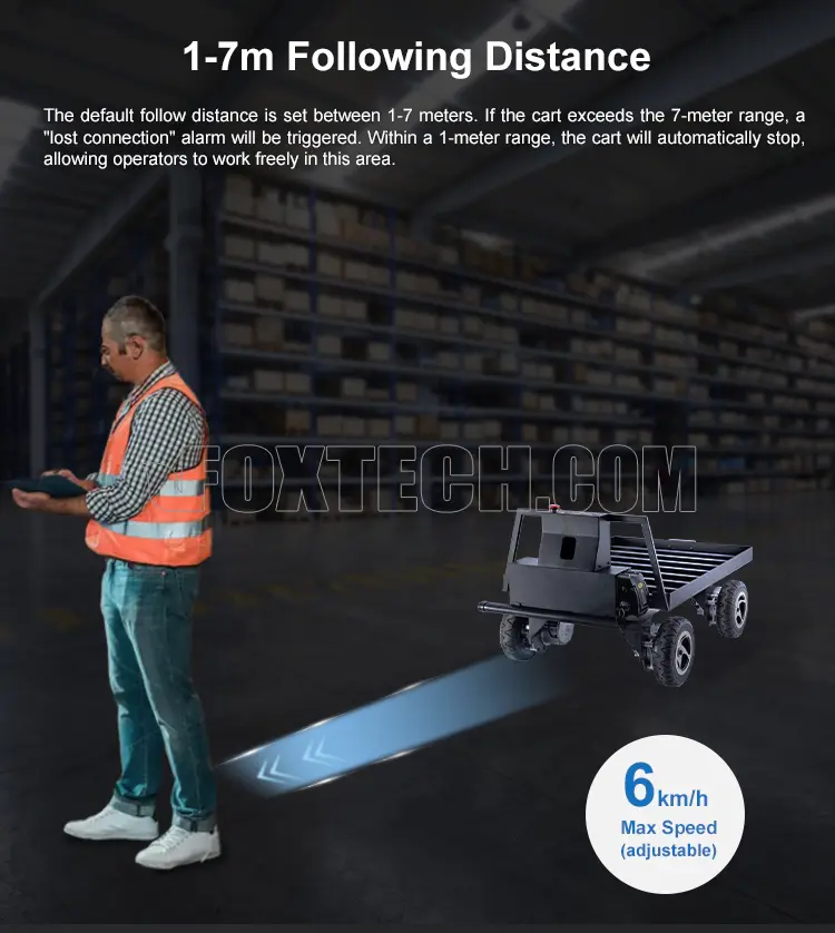 FOLO-4WD 200KG Automatic Human Following Cart Robot for Heavy Loads